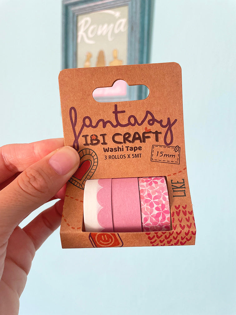 Washie Tape Rosa x3 – Papelería Roma